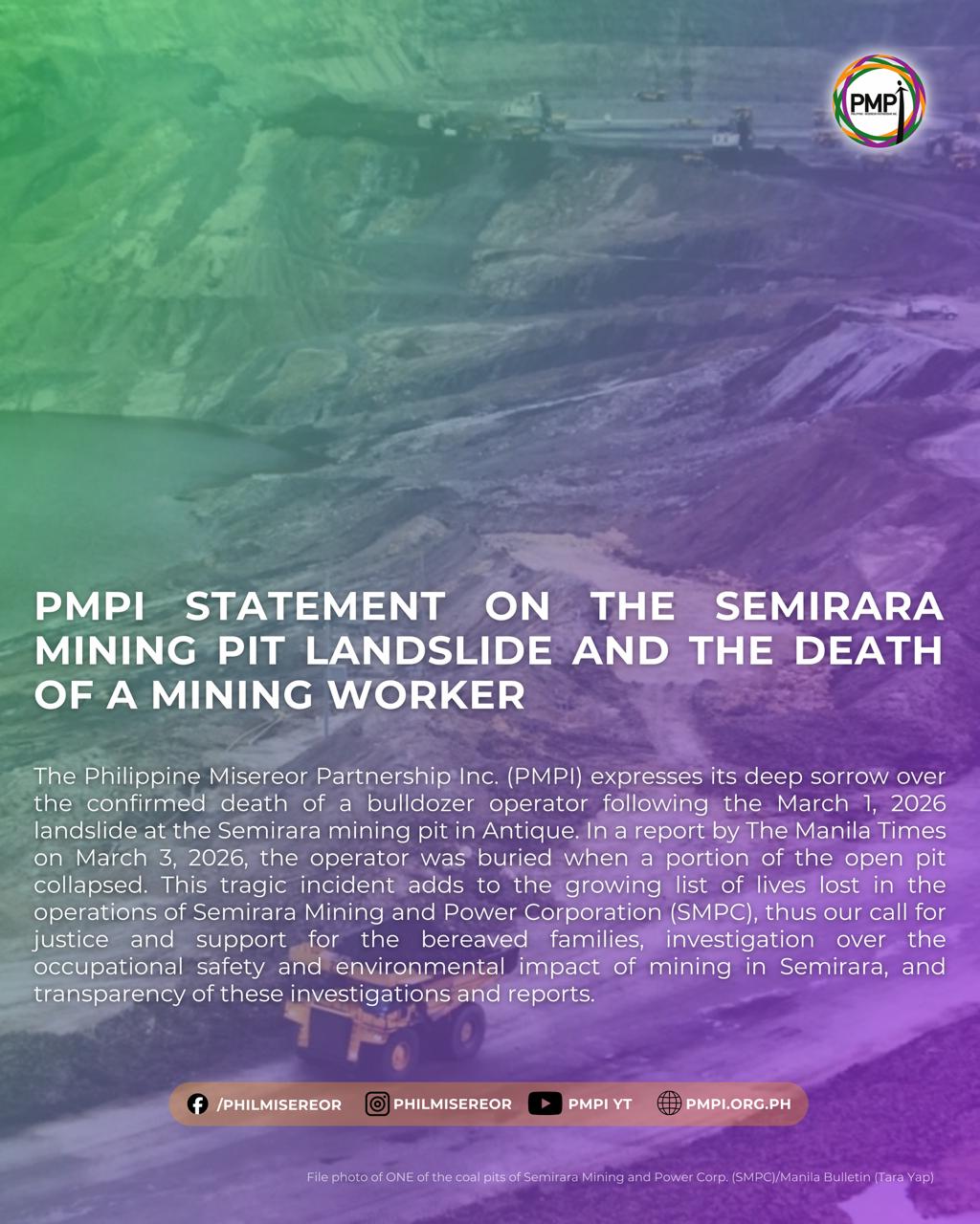 PMPI Statement on the Semirara Mining Pit Landslide and the Death of a ...